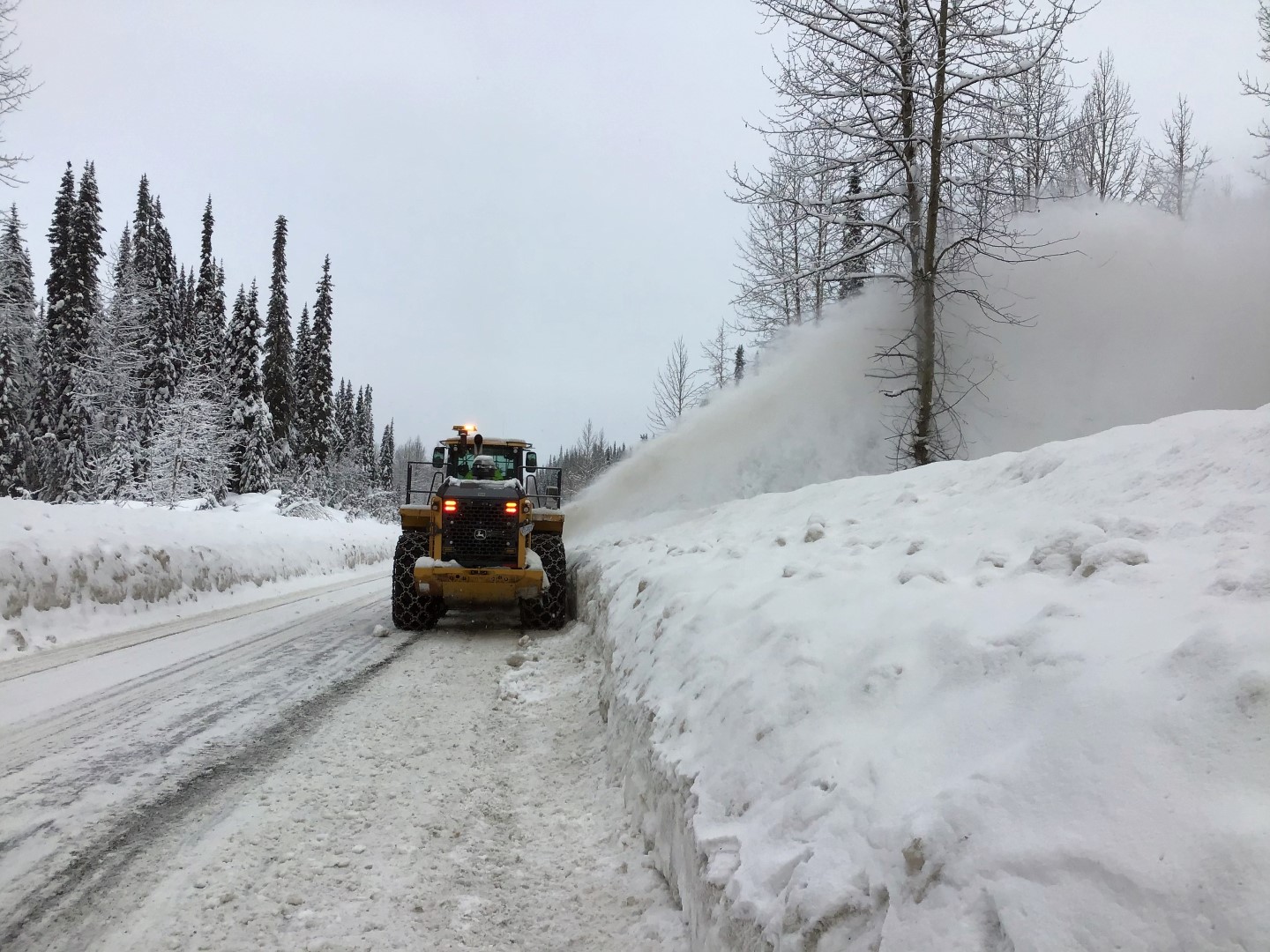 Work to widen Highway 37 after massive snowfalls continues | Dawson ...